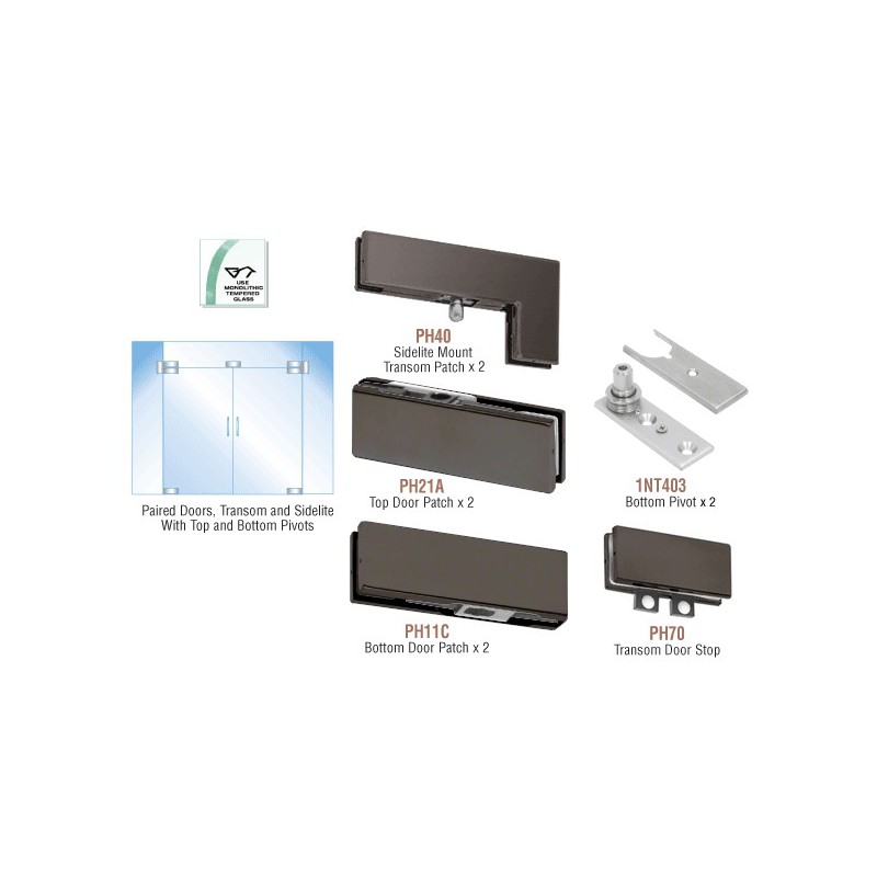 CRL European Patch Door Kit for Double Doors for Use With Fixed Transom ...