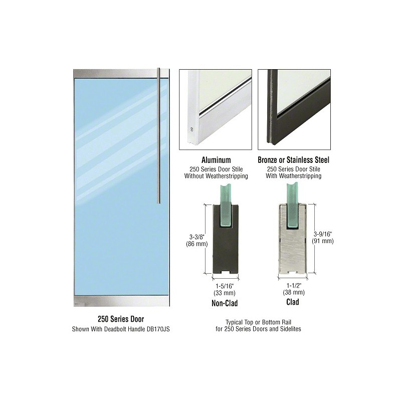 Acheter 25P58BS CRL-Blumcraft Brushed Stainless 250 Series Door - 5/8 ...