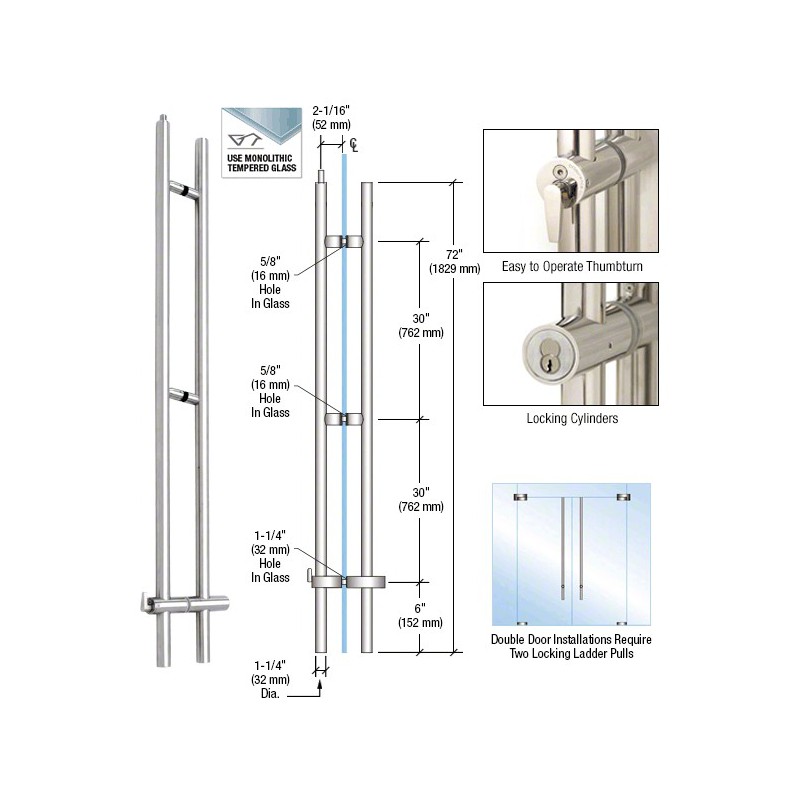 Buy LLPUA72PS CRL Polished Stainless 72" Upwards Locking Ladder Pull
