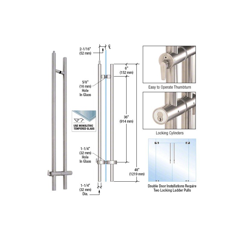 Buy LLPUA48BS CRL Brushed Stainless 48" Upwards Locking Ladder Pull