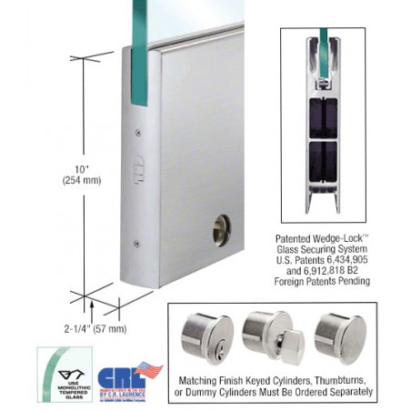 Buy DR10SBS34CL CRL Brushed Stainless 3/4" Glass 10" Square Door Rail ...